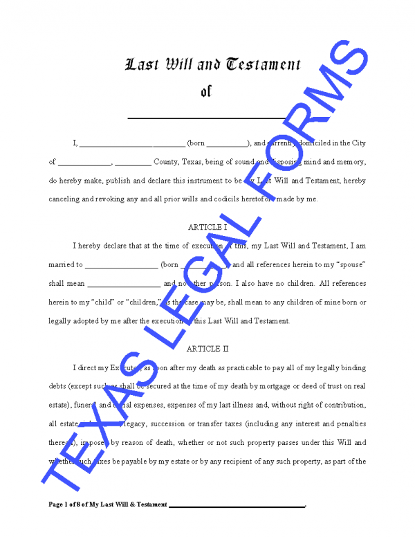 texas-last-will-testament-married-no-kids-order-probate-legal-forms