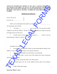 Texas Homestead Affidavit Form - Download Real Estate Legal Forms ...
